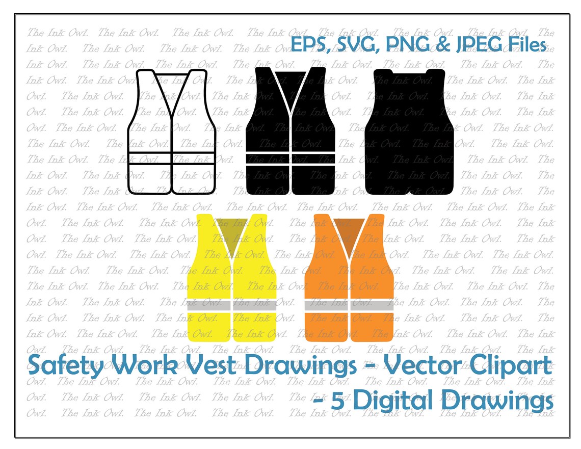 Safety Vest Vector Clipart Set / Outline & Stamp Drawing Icons - Etsy