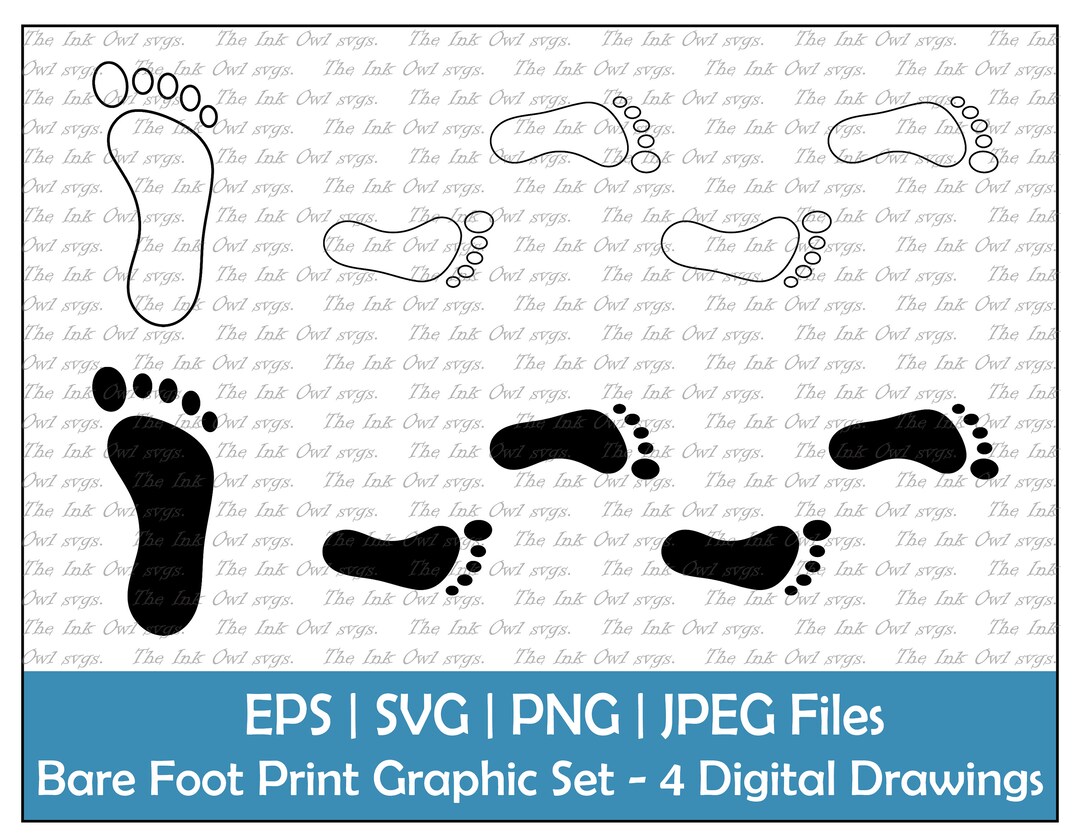Bare Foot Print and Walking Tracks Vector Clipart Set / Outline & Stamp ...