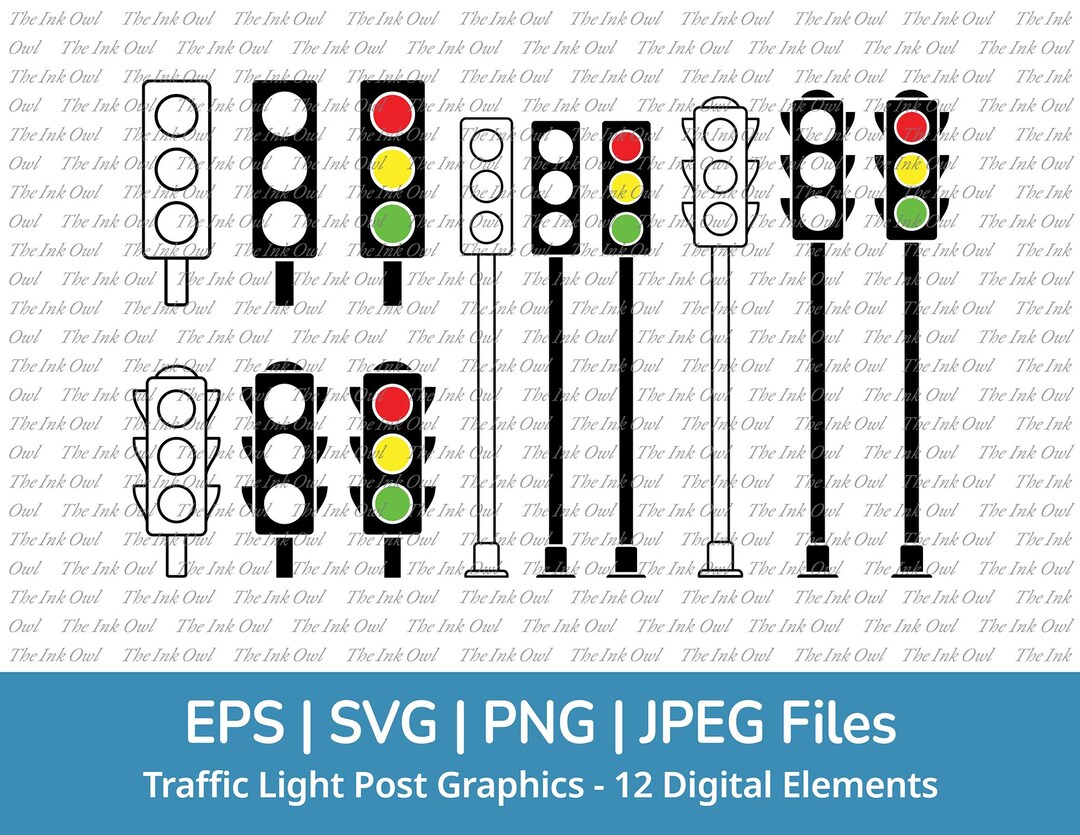 Traffic Light Post Svg Vector Clipart Graphic / Outline & Stamp ...