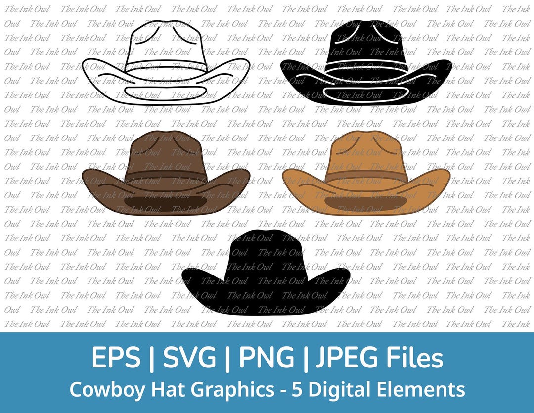 Cowboy Hat Front View Svg Vector Clipart Set / Outline, Stamp ...