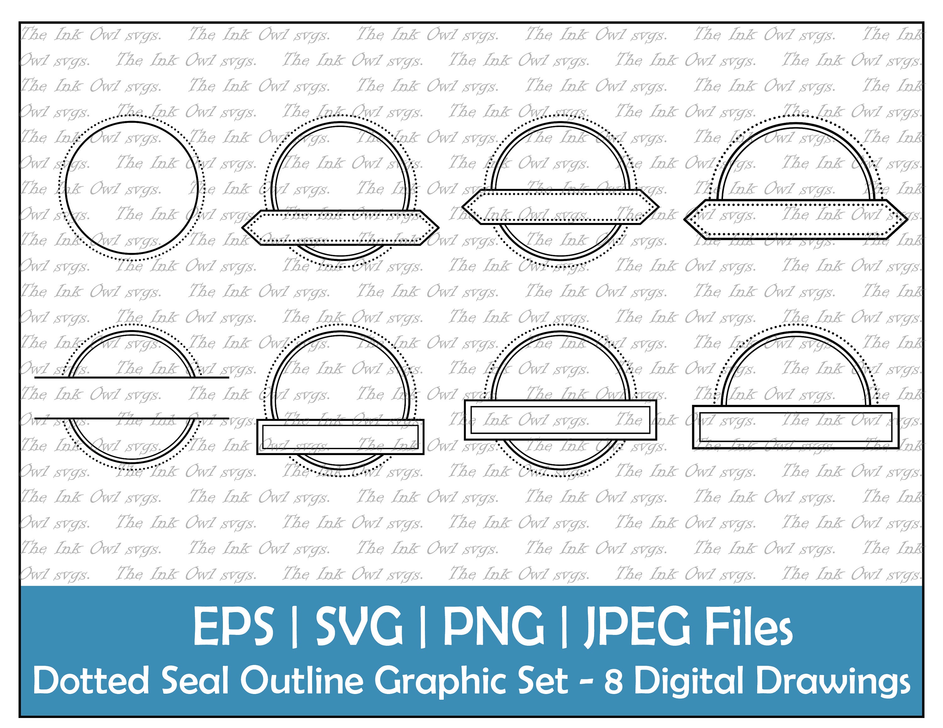 Dotted Certificate Seal Clipart Set / Outline Drawing Illustrations ...