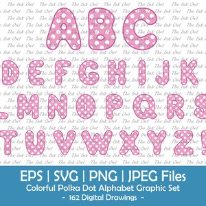Colorful Polka Dot Alphabet Letters Vector Clipart / Text Graphics ...