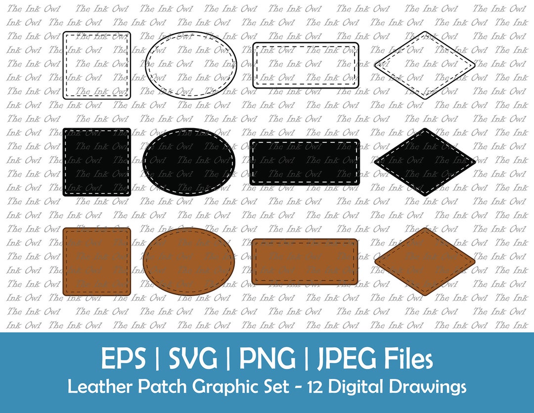 Leather Patch Label Template Vector Clipart Set / Outline, Silhouette ...