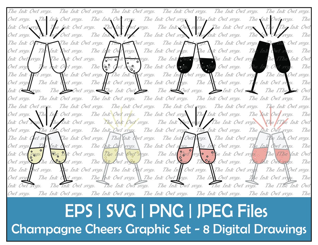Copa de champán Cheers Vector Clipart / Esquema, silueta y gráfico de ...