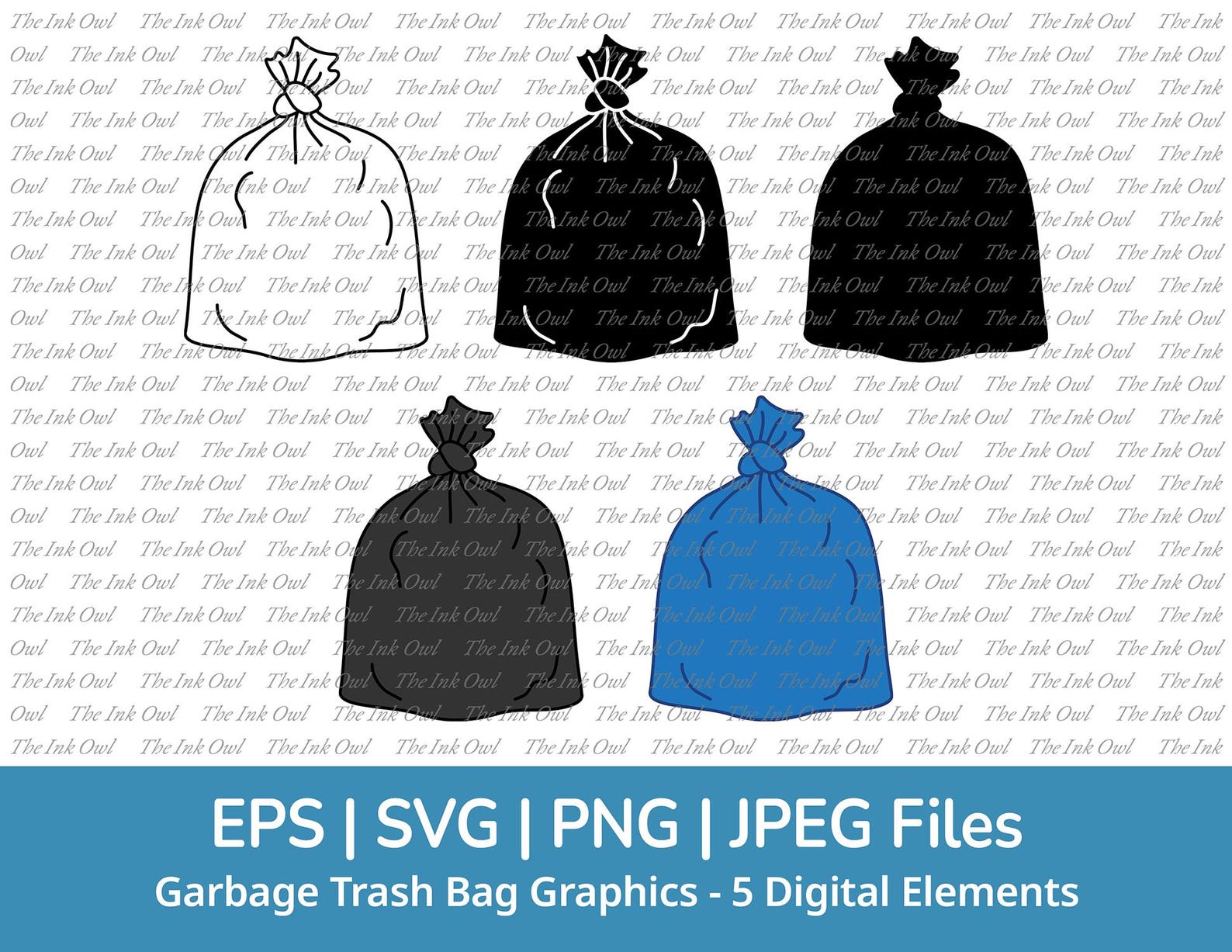 Garbage or Trash Bag Svg Vector Clipart / Outline, Stamp Silhouette ...