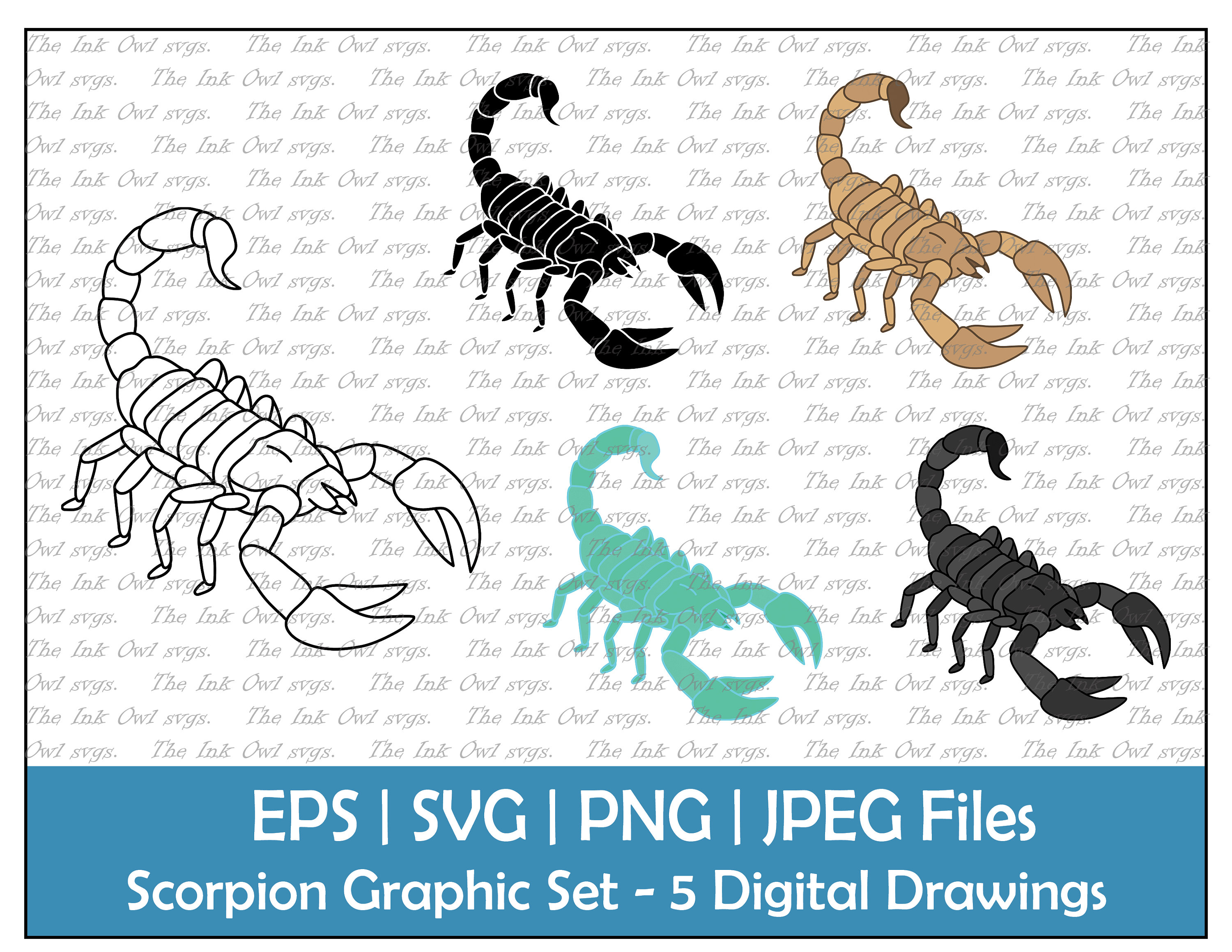 Scorpion Vector Clipart Set / Outline Silhouette Stamp & - Etsy Canada