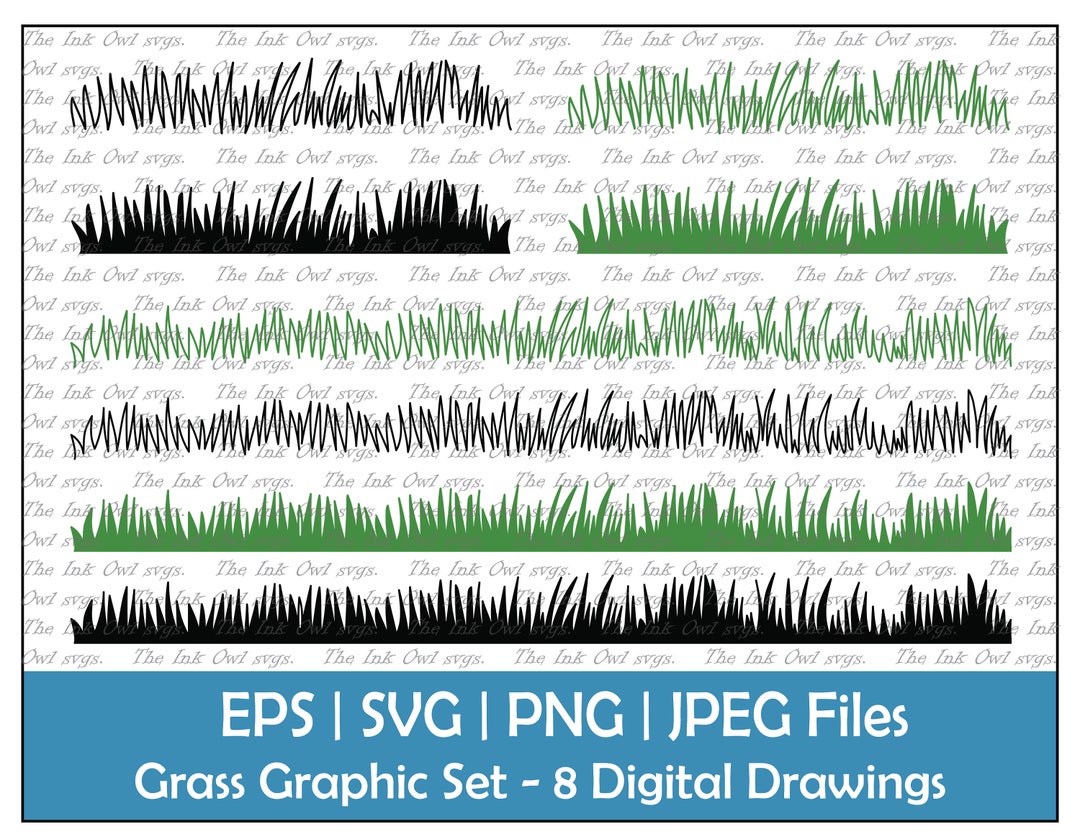 Grass Line Drawing Vector Clipart / Outline, Silhouette Stamp & Color ...