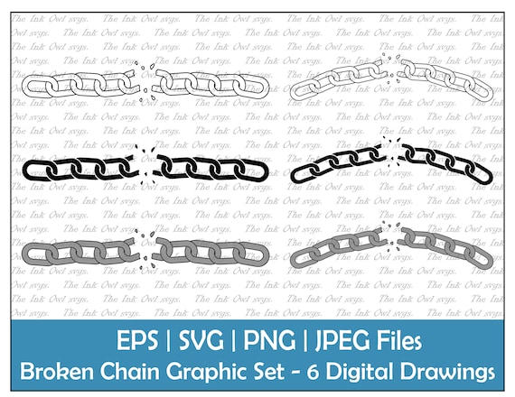 Broken Chain Link Outline Vector Clipart Set / Outline & Stamp | Etsy