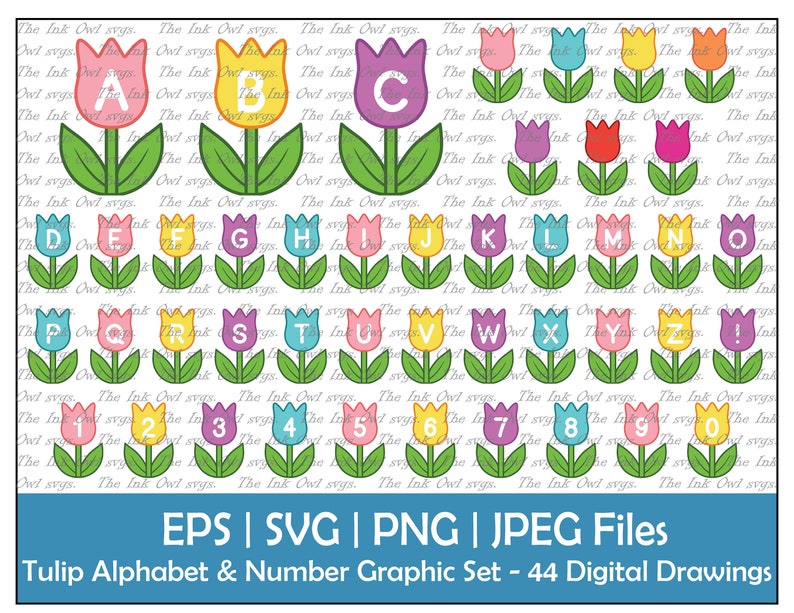 Colorful Tulip Flower Alphabet Letters & Numbers Vector - Etsy