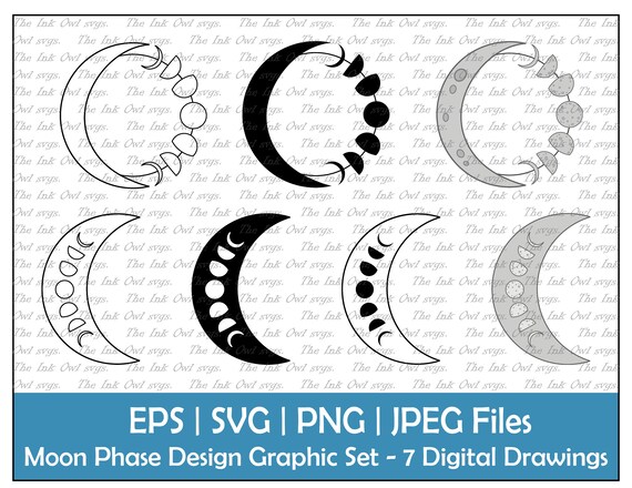 Moon Phase Designs Vector Clipart Set / Outline Stamp & Color - Etsy