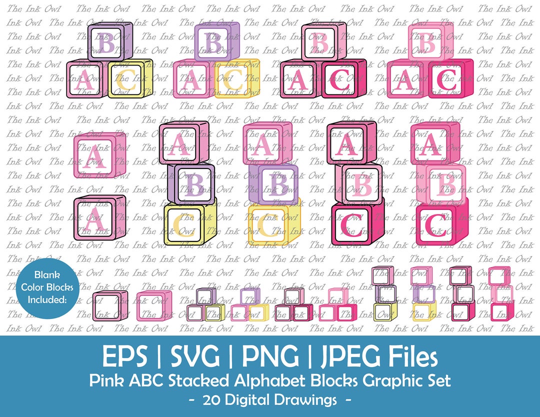 Pink ABC Alphabet Stacking Blocks Vector Clipart / Color Illustration ...