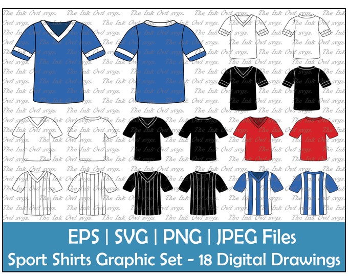 Shirt Pocket Vector Clipart Set / Outline & Stamp Drawing Graphic ...