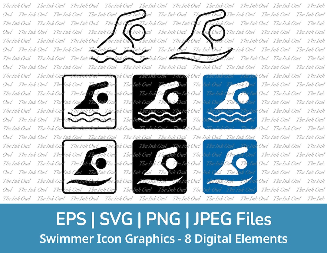 Swim Symbol Svg Vector Clipart Set / Outline & Stamp Silhouette Graphic ...