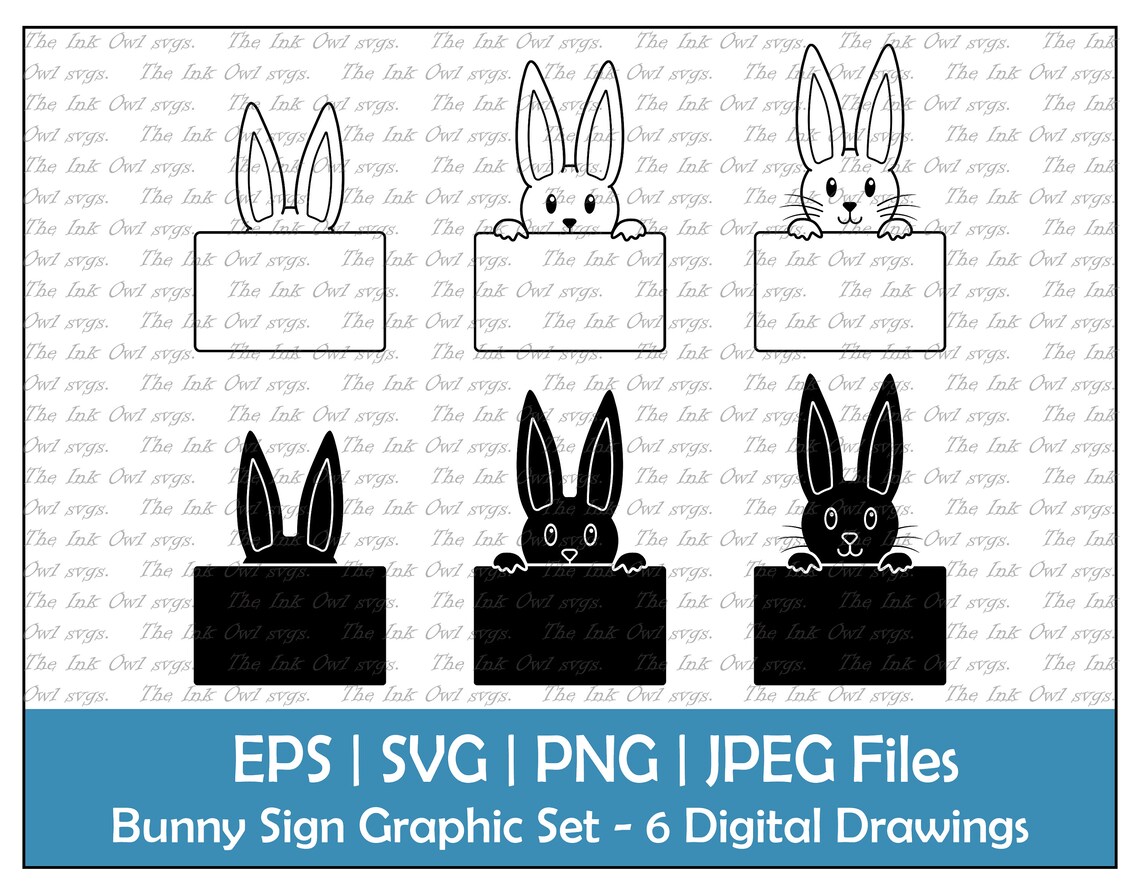 Bunny Sign Blank Template Clipart Set / Outline & Stamp - Etsy