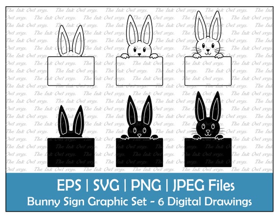 Bunny Sign Blank Template Clipart Set / Outline & Stamp | Etsy