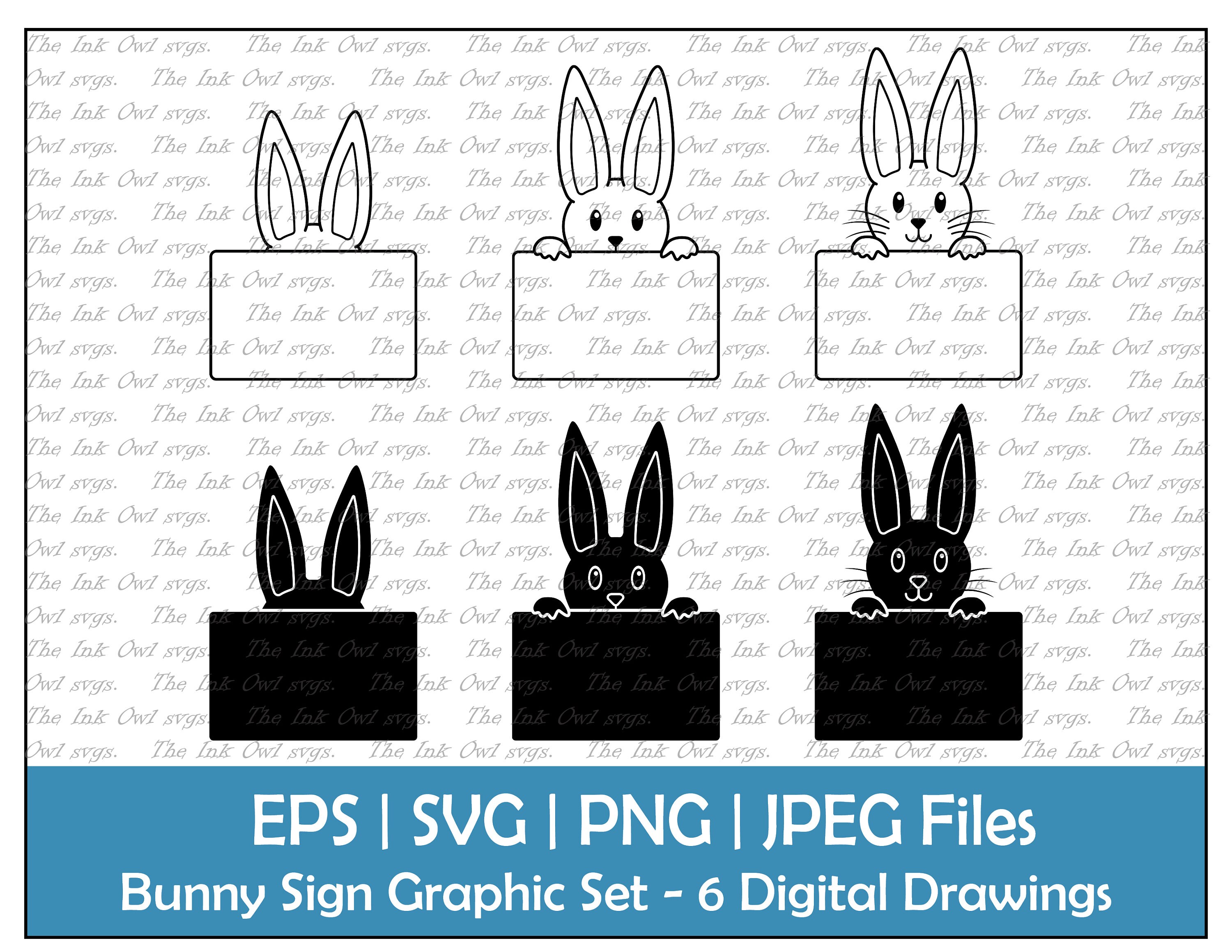 Bunny Sign Blank Template Clipart Set / Outline & Stamp - Etsy Canada