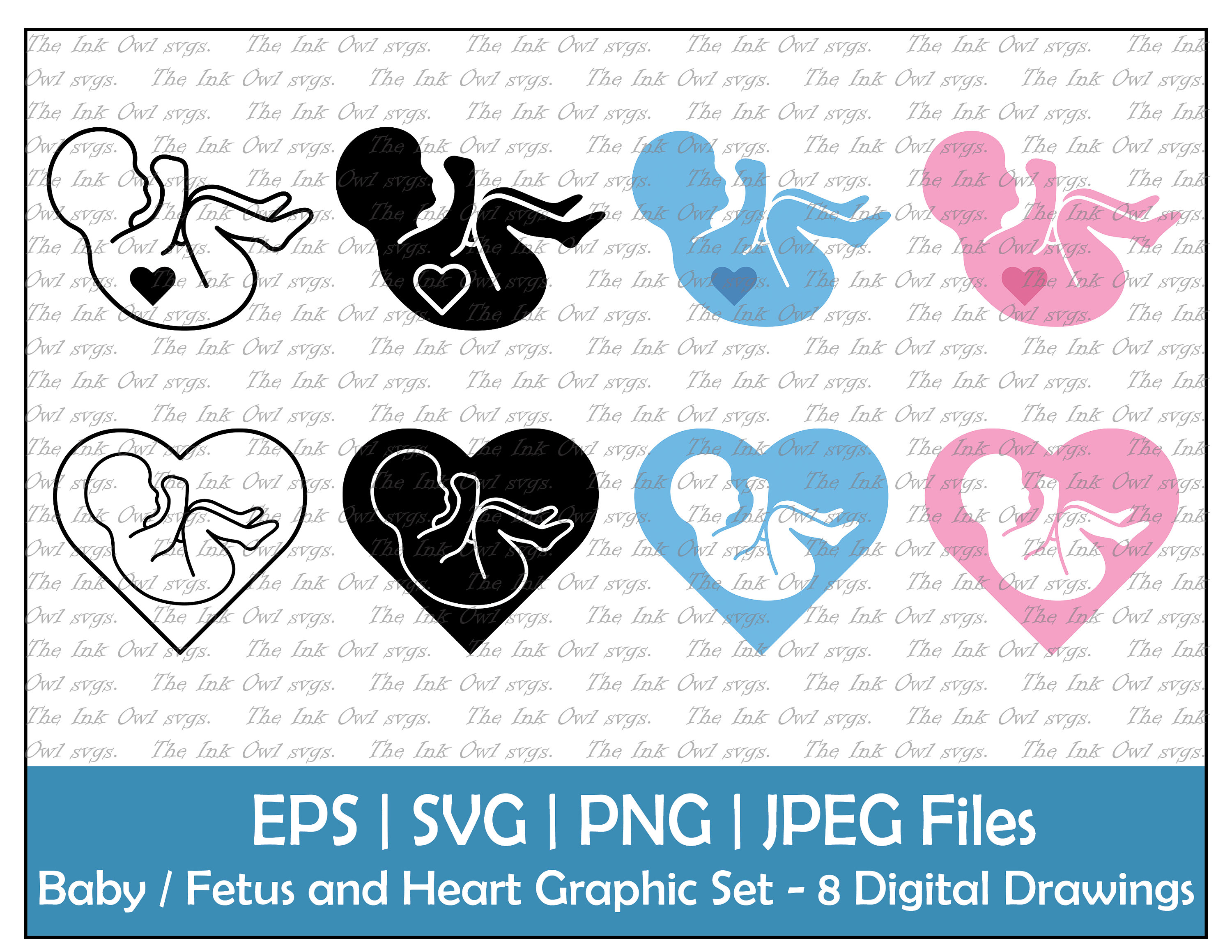 Baby Fetus Vector Clipart Set / Pregnant Birth Announcement | Etsy