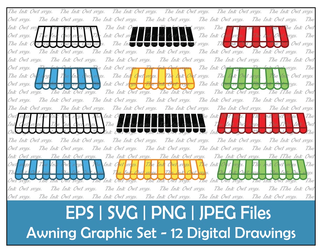 Awning or Canopy Overhand Vector Clipart Set / Outline, Silhouette ...