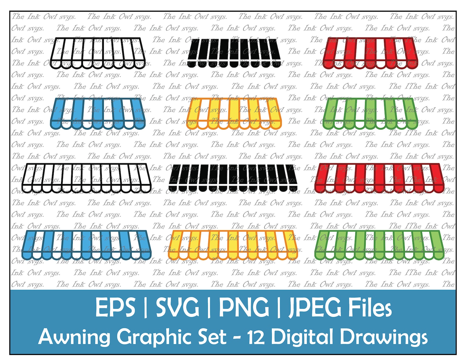 Awning or Canopy Overhand Vector Clipart Set / Outline, Silhouette ...