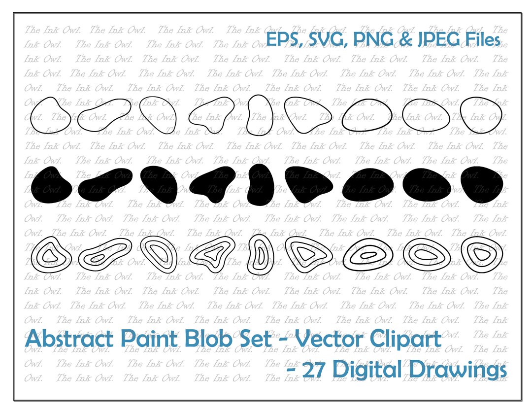 Abstract Boho Organic Blob Vector Clipart Set / Outline & Stamp Drawing ...
