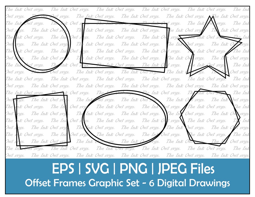 Decorative Offset Doodle Frame Clipart Set / Drawing Graphic / Circle ...