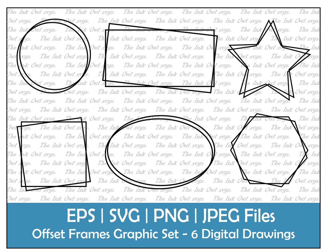 Decorative Offset Doodle Frame Clipart Set / Drawing Graphic / Circle ...