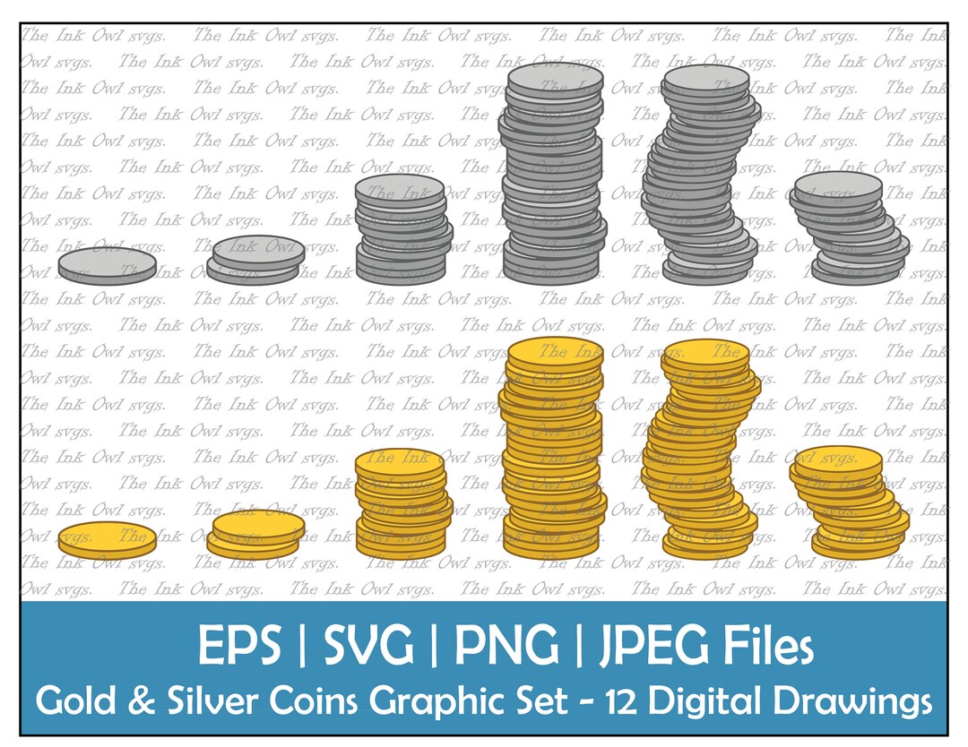Gold & Silver Stack of Coins Clipart Set / Color Graphic Illustrations ...
