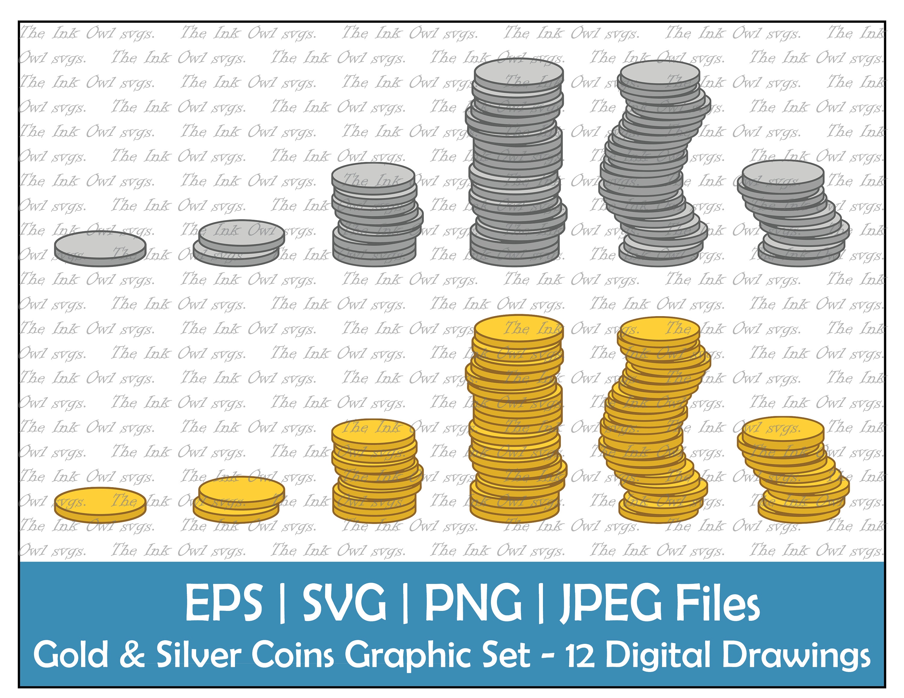Silver And Gold Coins Clip Art