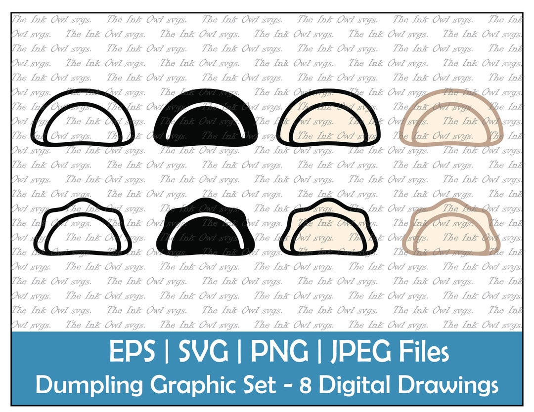 Dumpling / Perogies Food Vector Clipart / Outline, Silhouette Stamp ...