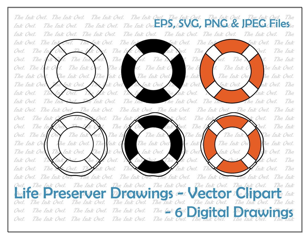 Life Preserver Vector Clipart / Lifebuoy Outline & Stamp Drawing ...