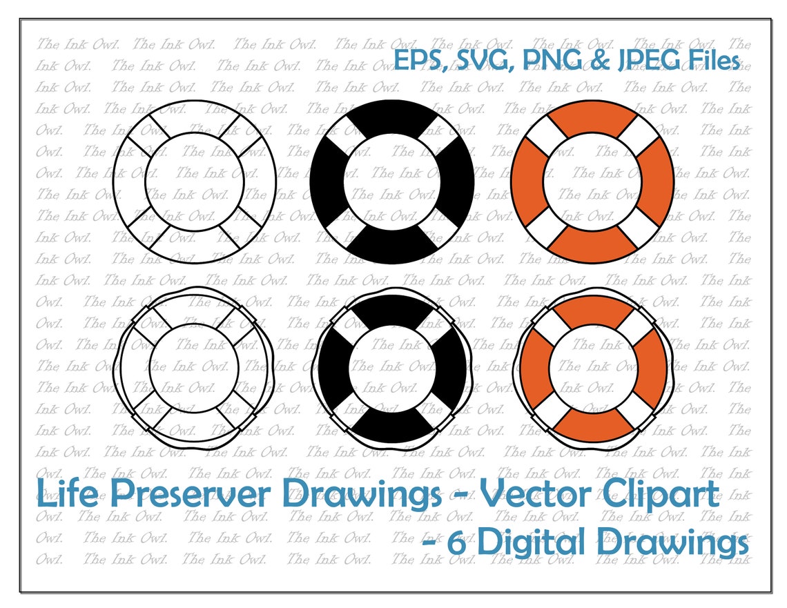 Life Preserver Vector Clipart / Lifebuoy Outline & Stamp Drawing ...
