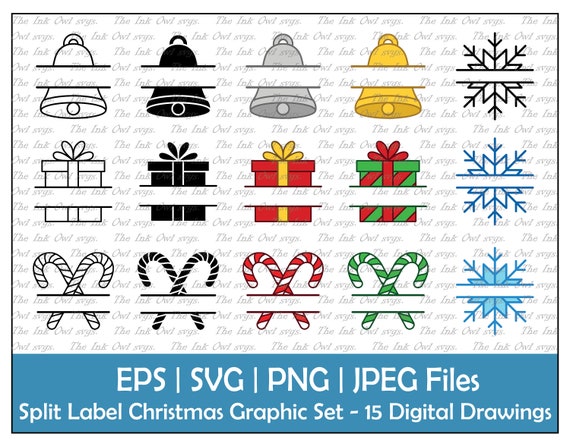 Split Label Christmas Theme Template Clipart Set / Outline - Etsy