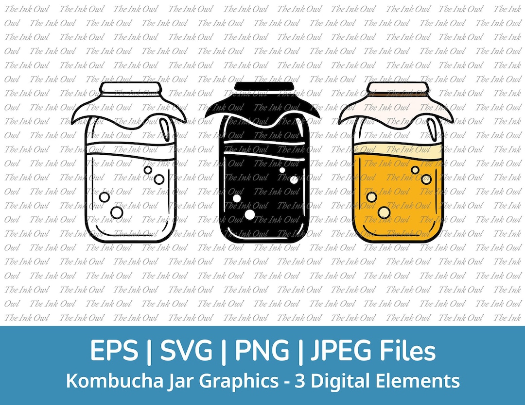 Kombucha Jar Svg Vector Clipart / Outline, Stamp Silhouette & Color ...