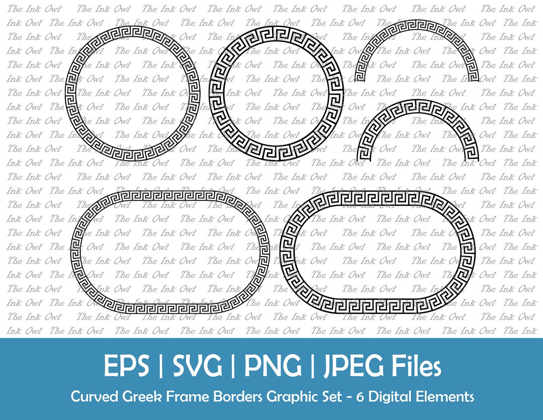 Greek Decorative Border Frame Clipart / Geometric Curved Circle, Oval ...