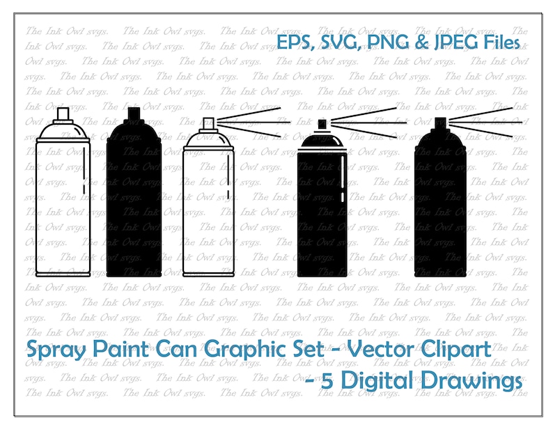 Spray Paint Can Vector Clipart Graphic Set / Outline & Stamp - Etsy