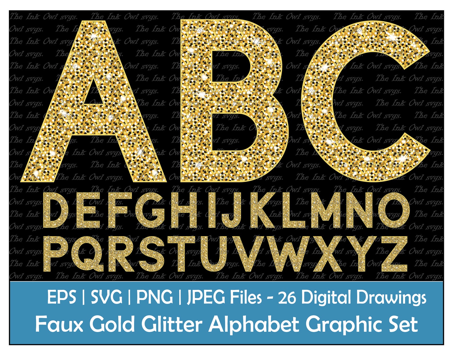 Gold Glitter Alphabet Letters Vector Clipart Set / Text - Etsy