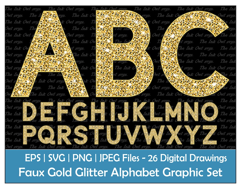 Gold Glitter Alphabet Letters Vector Clipart Set / Text - Etsy