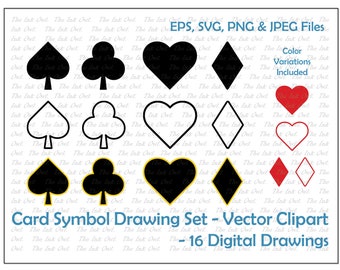 Playing Card Symbols Hearts Diamond Club Spade - Etsy Canada