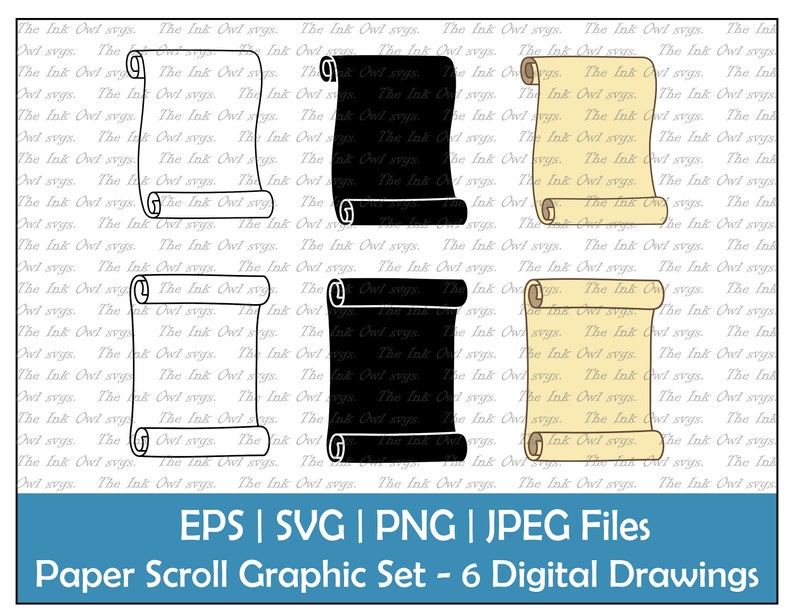 Paper Scroll Vector Clipart Set / Outline & Stamp Drawing - Etsy