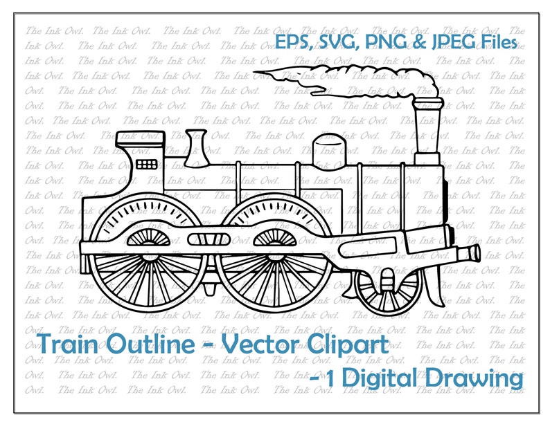Train Engine Vector Clipart Set / Outline Digital Drawing - Etsy