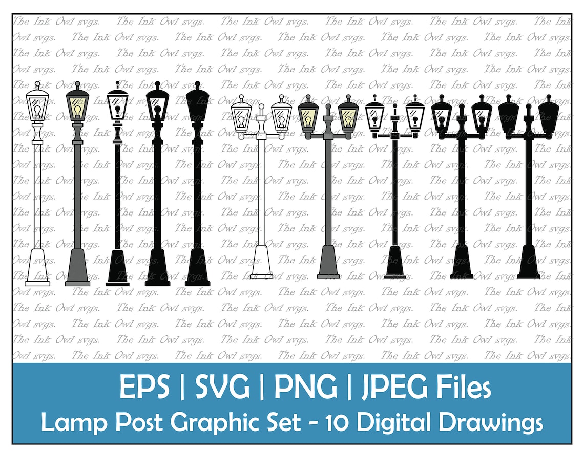 Street Lamp Post Vector Clipart Set / Outline Silhouette - Etsy