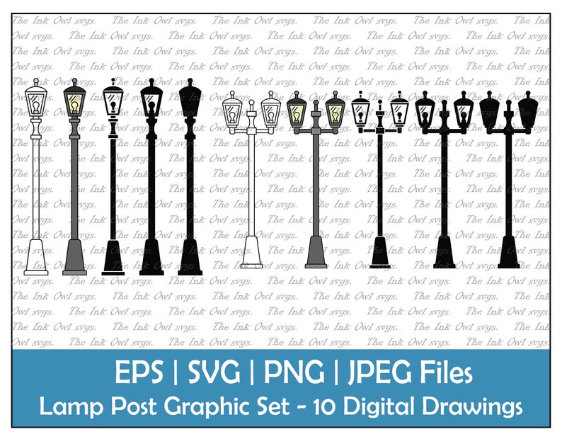 Street Lamp Post Vector Clipart Set / Outline Silhouette - Etsy