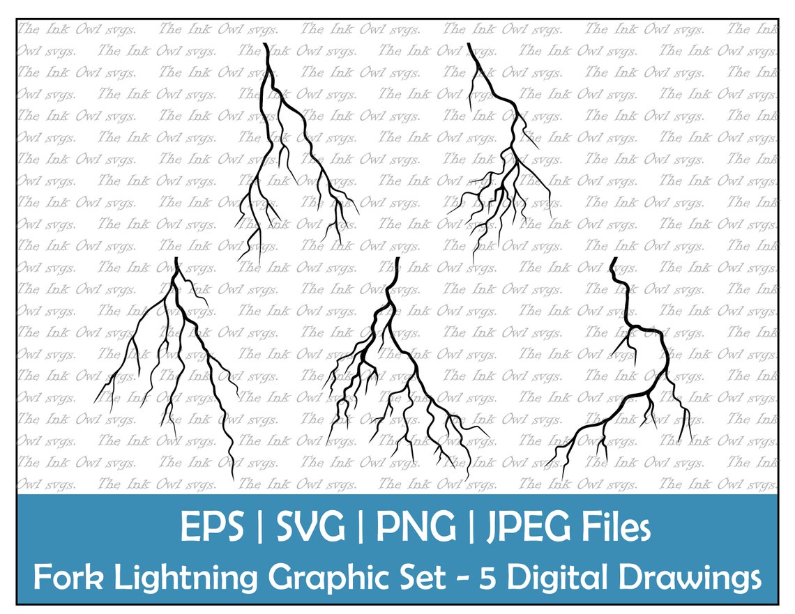 Fork Lightning Bolt Vector Clipart Set / Outline Drawing - Etsy