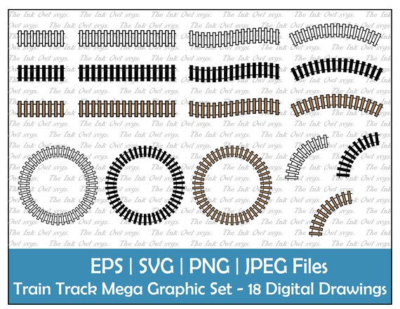 Train Tracks Combo Vector Clipart Set / Outline & Stamp - Etsy