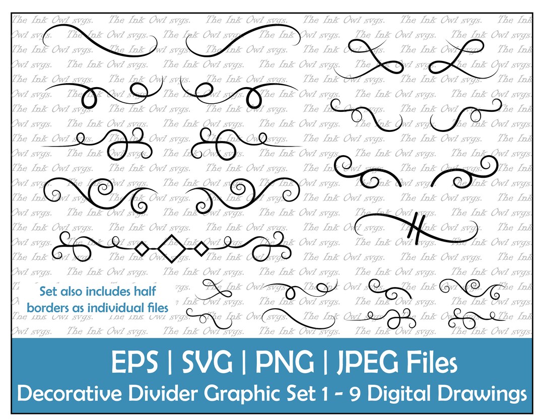 Divider Line Ornamental Calligraphy Graphic Clipart Set / Decorative ...