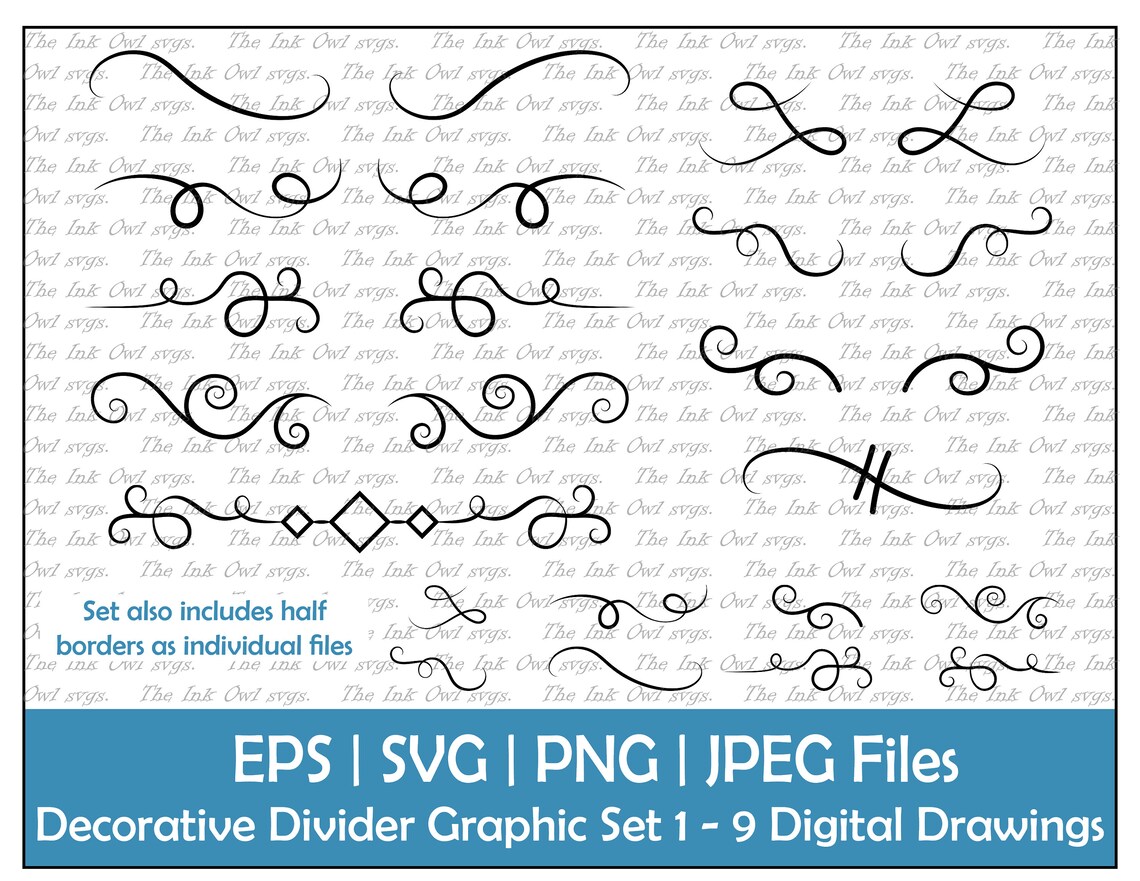 Divider Line Ornamental Calligraphy Graphic Clipart Set / - Etsy