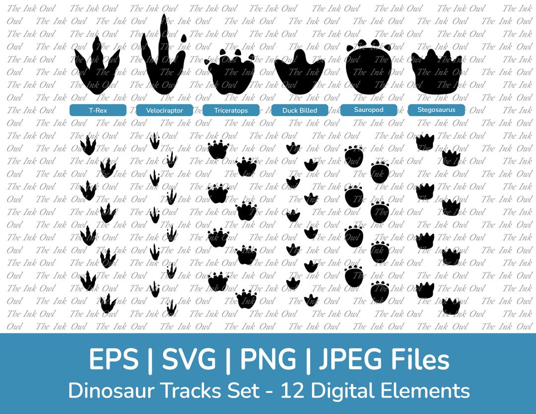 Dinosaur Footprints & Walking Tracks Clipart Set / Dino Footprint Path ...