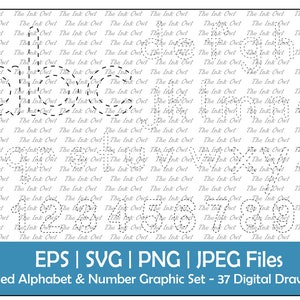 Lowercase Dashed Line Alphabet Letter and Number Vector Clipart / for ...