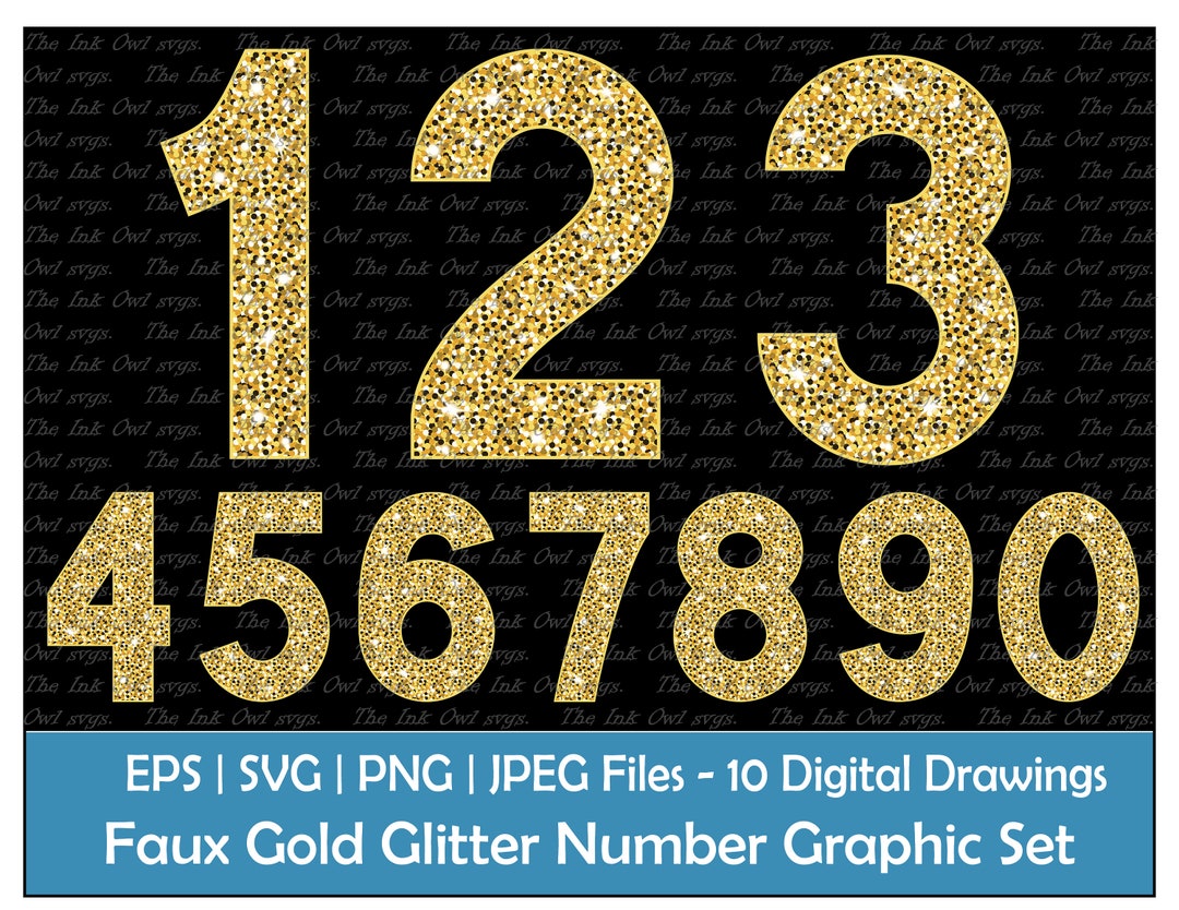 Gold Glitter Numbers Clipart Set / Text Graphics / Faux Sparkle / ABC ...