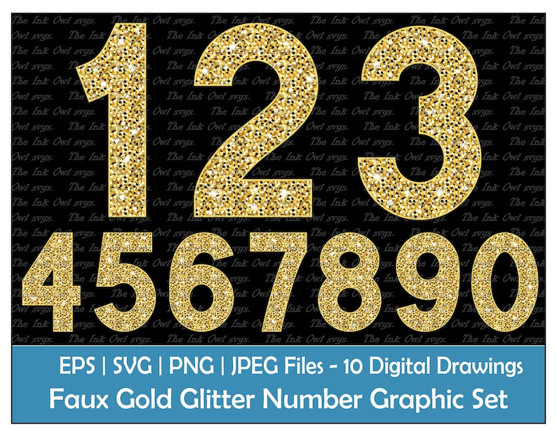 Gold Glitter Numbers Clipart Set / Text Graphics / Faux Sparkle / ABC ...